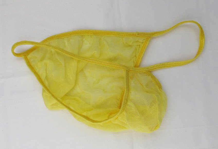 R202 Hot Mens Floral Stretchy Lace Pouch String Bikini Yellow