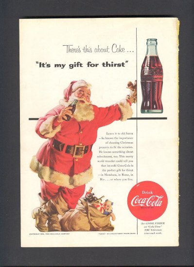 Coca Cola Ad with Santa Claus, Vintage Christmas, Coke Time TV Show