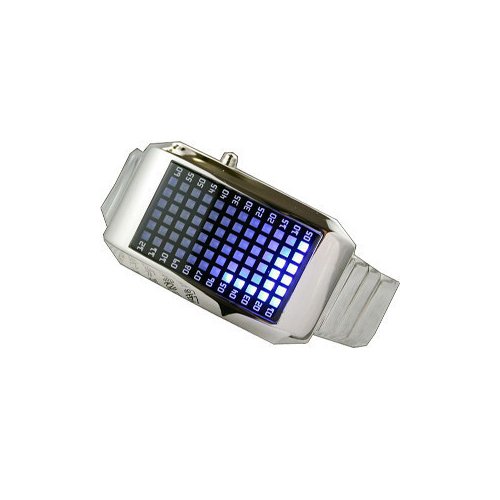 Ladies OR Mens Digital Binary Silver Color 72 Blue Digital LED Watch