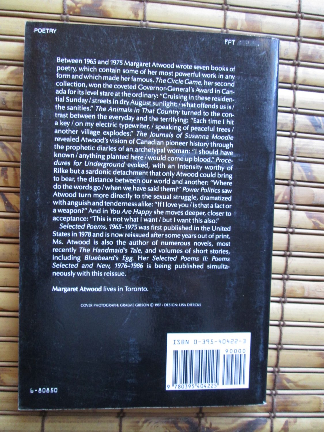 Selected Poems 1965-1975 by Margaret Atwood Houghton Mifflin Co 1987