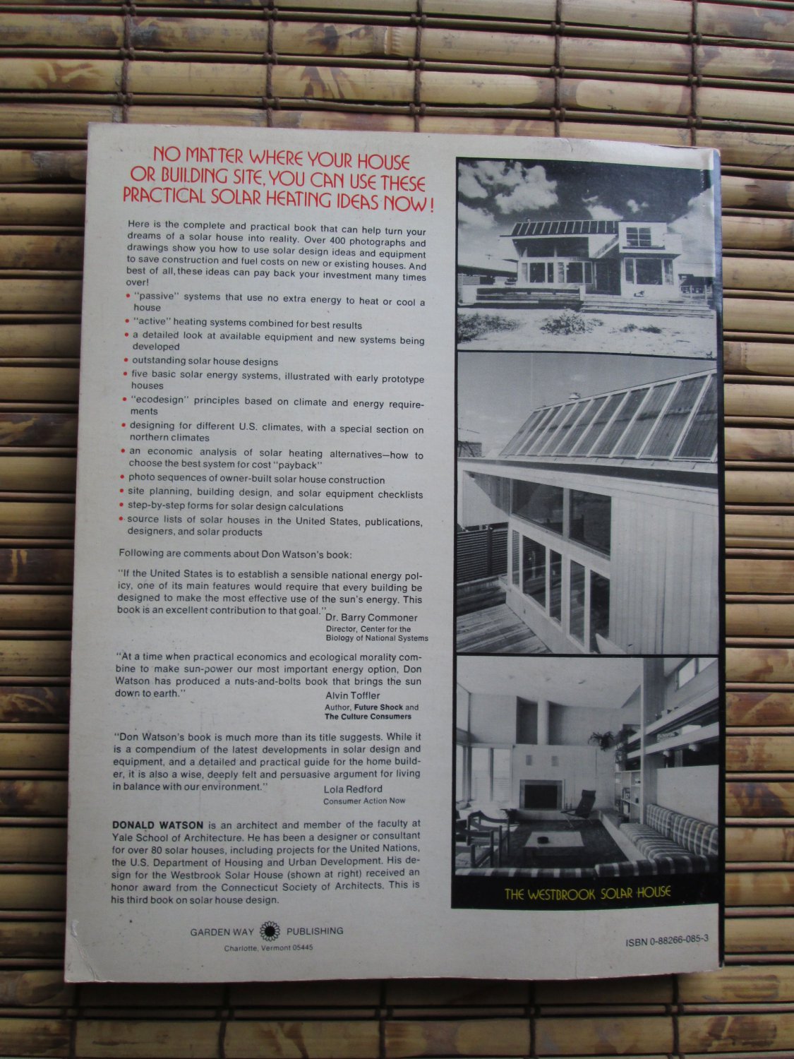 Designing and Building a Solar House: Your Place in the Sun Donald ...