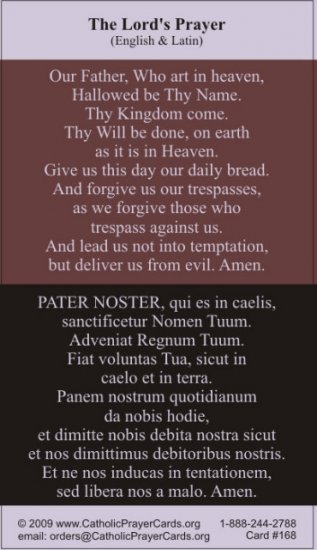 Our Father Latin/English Prayer Card PC#168