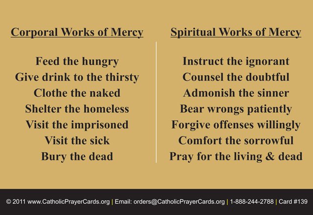 Works of Mercy Prayer Card PC#139