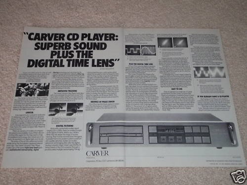 Carver CD Player Ad, Digital Time Lens explained,2 pgs