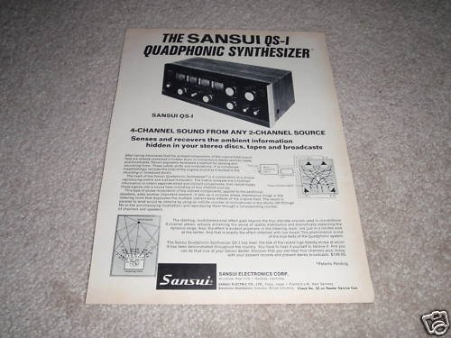 Sansui QS-1 QUAD Preamp Ad from 1971, very RARE!