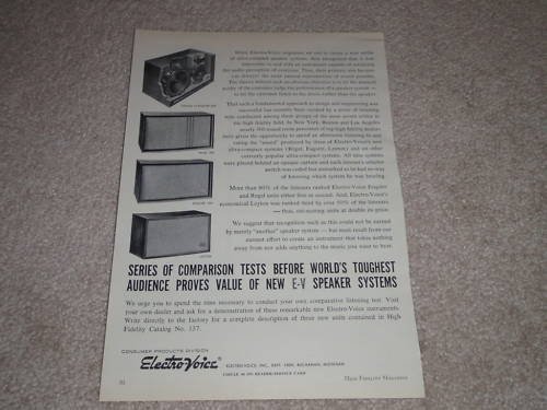 Electro-Voice Esquire 200, Regal 300, Leyton Speaker Ad