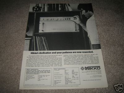 Nikko Alpha-1 Beta-1 Amp/Pre Ad from 1977,specs