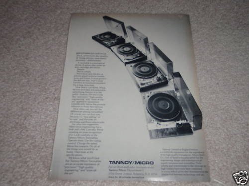 Tannoy/Micro Turntable Ad,1975,Entire Line, Rare!