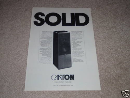 Canton CT 2000 Speaker Ad, 1985, specs, article