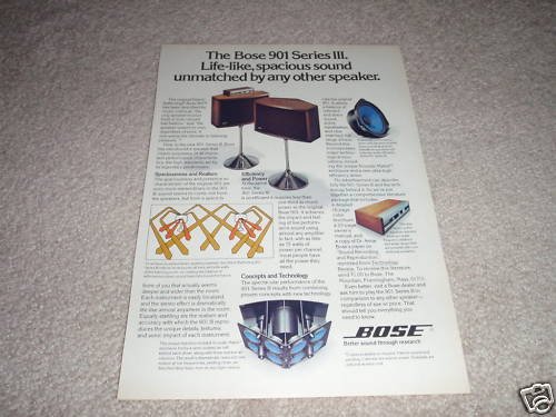 Bose 901 Speaker AD from 1977, Series III, color