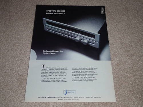 Spectral SDR-1000 CD Ad, 1988,Articl, Rare High End!