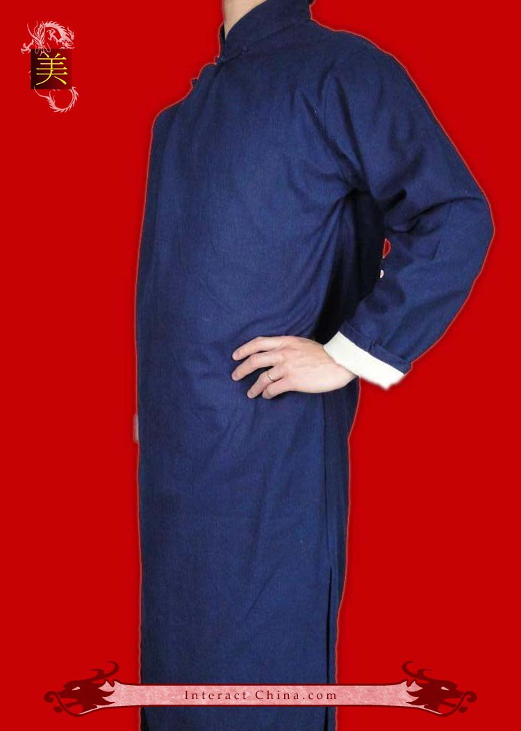 100% Cotton Blue Kung Fu Martial Arts Tai Chi Long Coat Robe XS-XL or ...