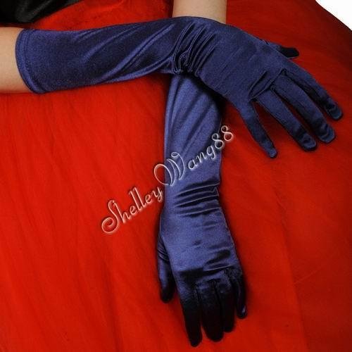 16" Dark Purple Bridal Satin Gloves for Wedding Opera Prom Dress Suit ...