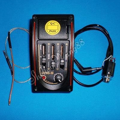 OPUS-III 3 Bands Acoustic Guitar Preamp EQ Tuner Piezo 10152