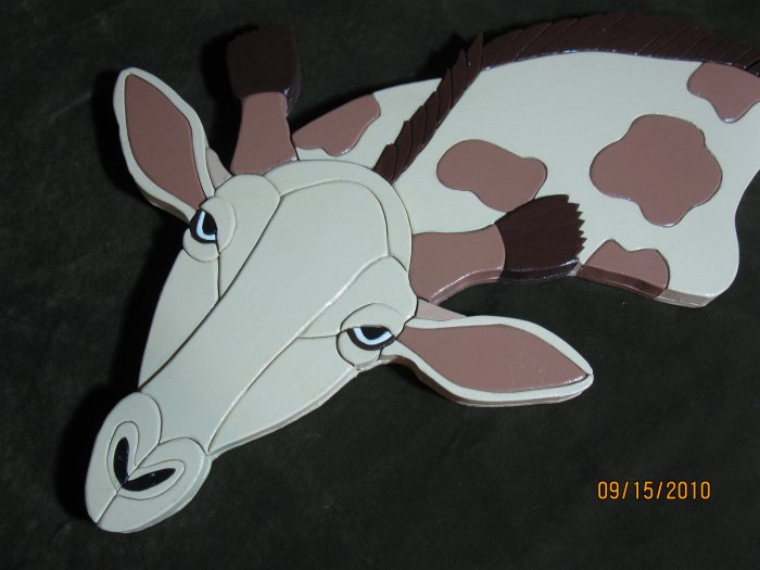 Handcrafted Giraffe Wood Intarsia