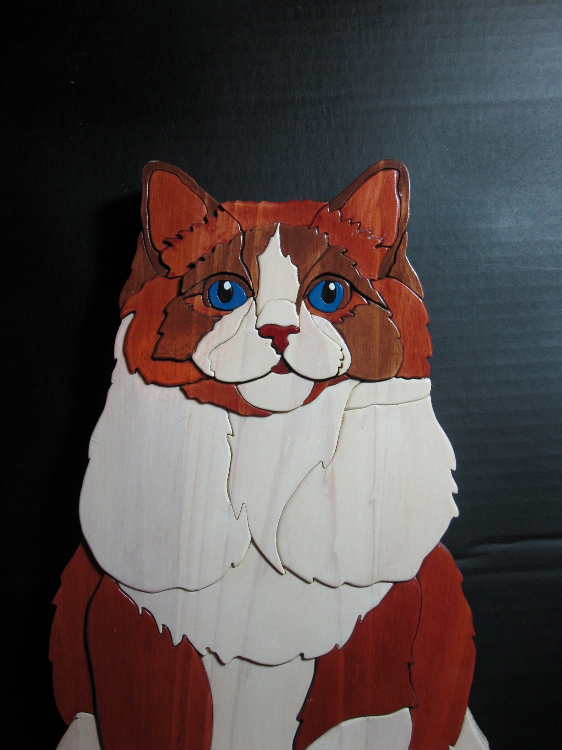 Handcrafted Cat Wood Intarsia/Segmentation