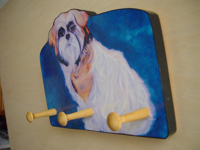 SHIH TZU tricolor dog shih-tzu Leash Holder - key Peg rack Holder ...