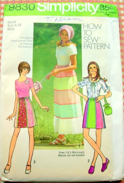 Bonnet and Ruffled Maxi Skirt Old Sewing Pattern Simplicity 9830 Small