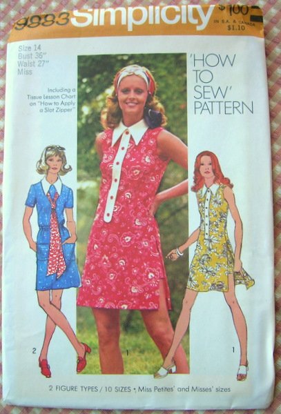 Mini Dress and Short Shorts Vintage 70s Sewing Pattern Simplicity 9883
