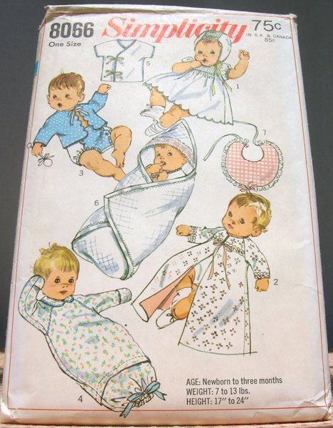 Layette Vintage Sewiing Pattern Simplicity 8066