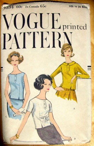 50s Fitted Blouse Vintage Sewing Pattern Vogue 9534