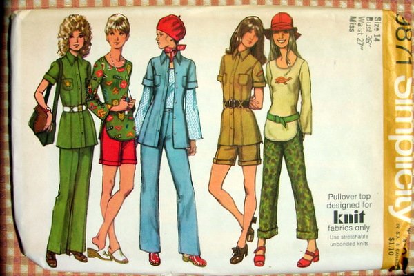 Misses Military Style Shirt Jacket, Shorts and Pants Vintage Sewing ...