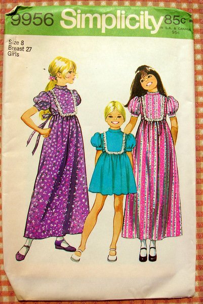 Girls Prairie Maxi Dress Vintage Pattern Simplicity 9956