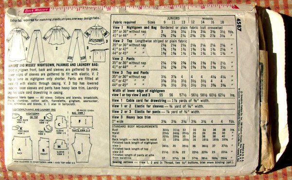Vintage Sewing Pattern Nightgown, Pajamas, Laundry Bag Simplicity 4587