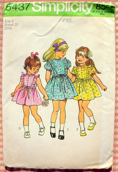 Little Girl's Ruffled Dress Sewing Pattern Simplicity 5437