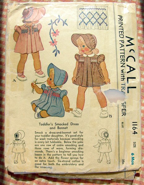 Baby Girl's Smocked Dress and Bonnet Sz 6 mos. McCall 1164 Vintage ...