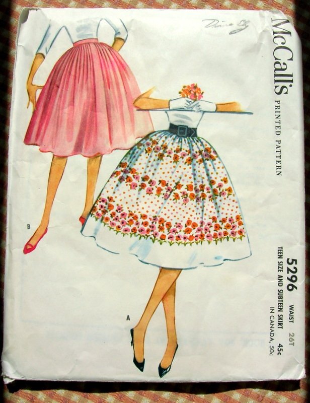 50s Bouffant Skirt Vintage Sewing Pattern McCalls 5296