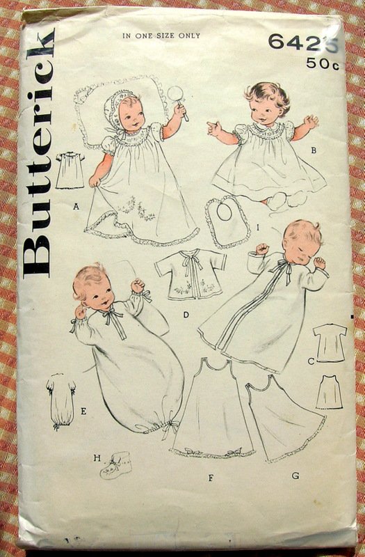 Baby Layette Vintage Sewing Pattern Butterick 6425