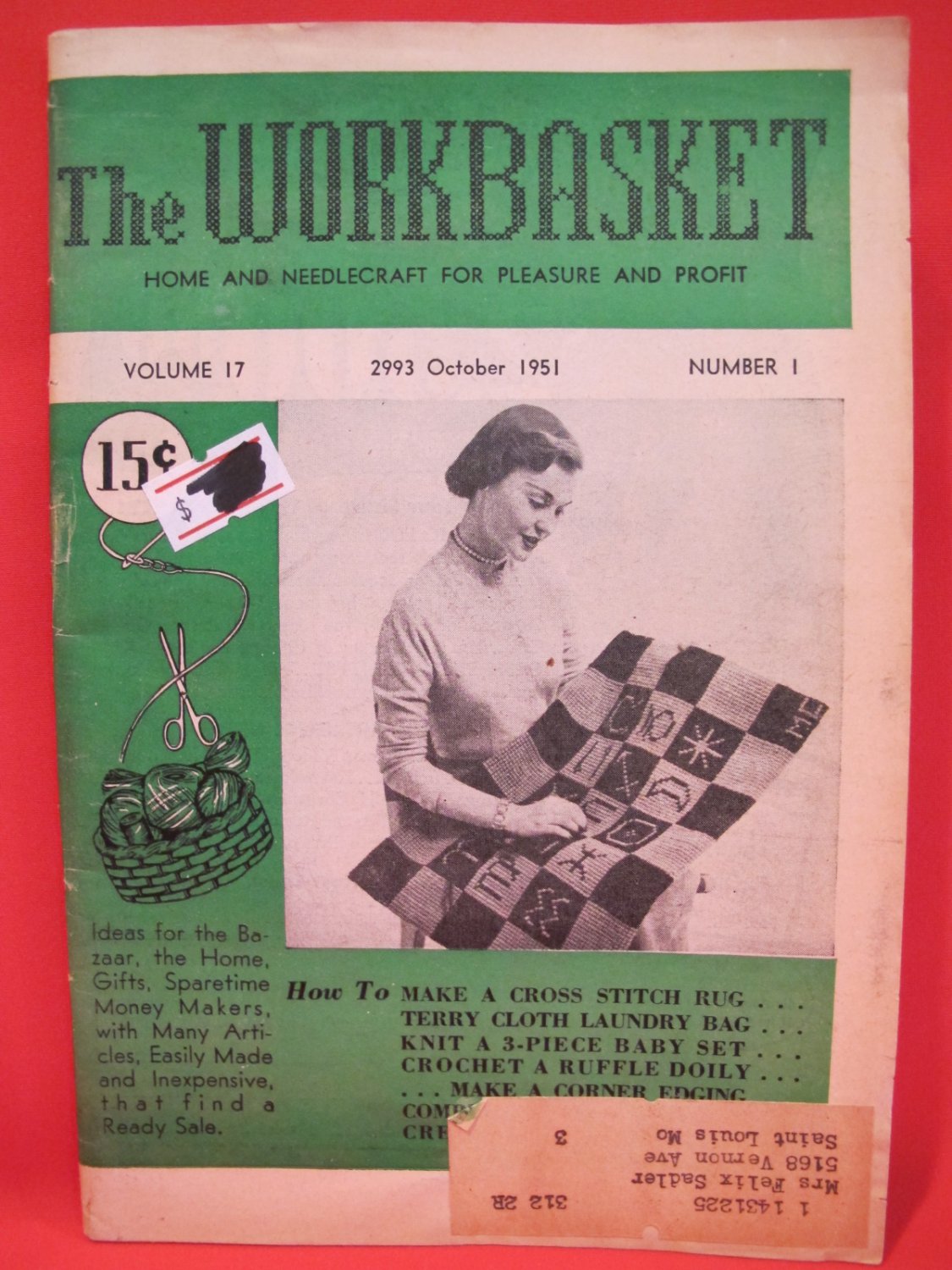Vintage WORK BASKET Magazine Patterns October 1951