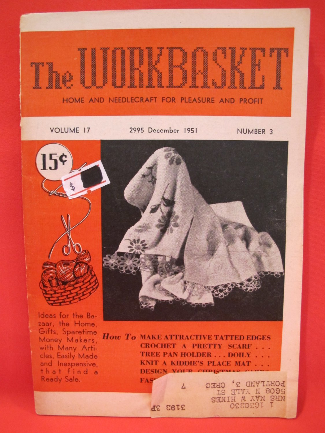 Vintage WORK BASKET Magazine Patterns December 1951