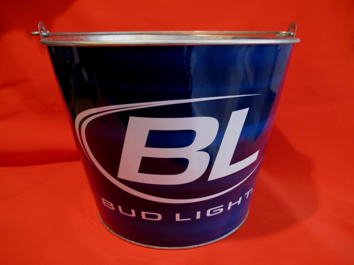BUDWEISER BUD LIGHT BEER Ice Bucket Collector Tin Metal Souvenir BL BLUE