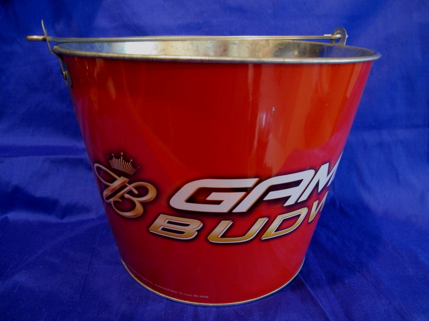 Budweiser Beer Ice Bucket Collector Tin Metal Souvenir Game Time Red