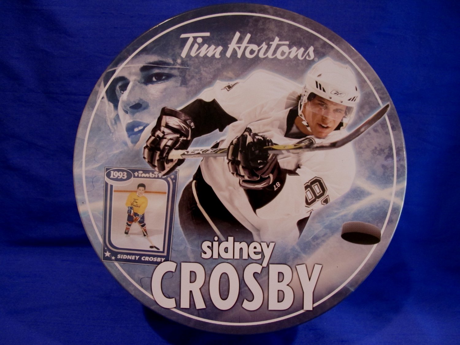 TIM HORTONS Coffee Tin and NHL Hockey SIDNEY CROSBY Puzzle Souvenir ...