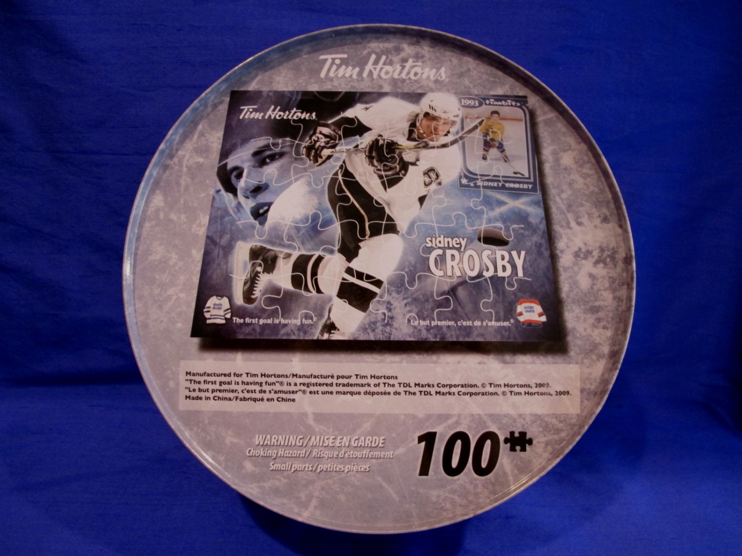 TIM HORTONS Coffee Tin and NHL Hockey SIDNEY CROSBY Puzzle Souvenir ...