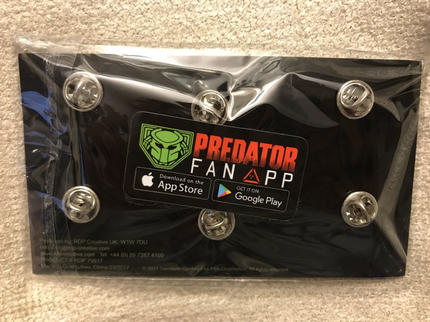 SDCC 2017 ALIEN COVENANT PIN BADGES - Set of 6 pins