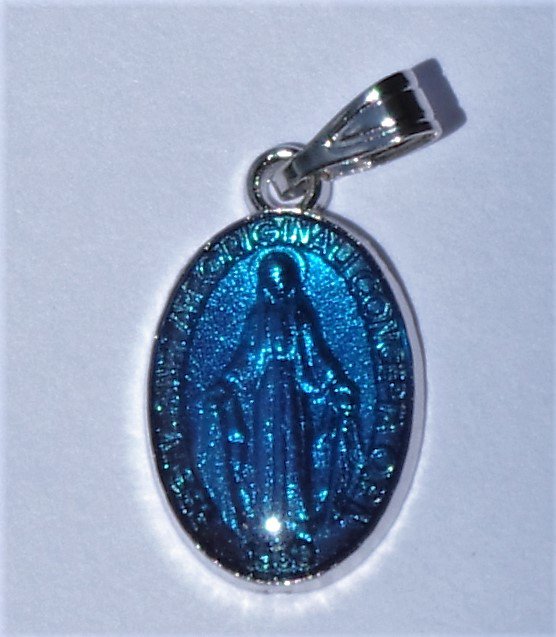 Miraculous Medal - Blue Enamel 3/4 inch M-169