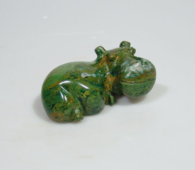 "The African Hippo" Verdite Shona Stone Sculpture Hand Carved in Zimbabwe!