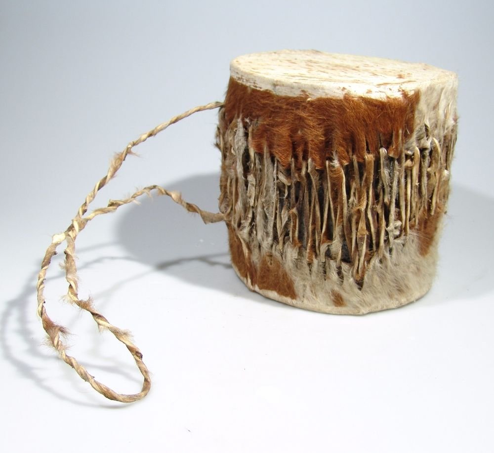 Awesome LARGE "Shona Leather Drum" Hand made in Zimbabwe! 10 x 10 inches