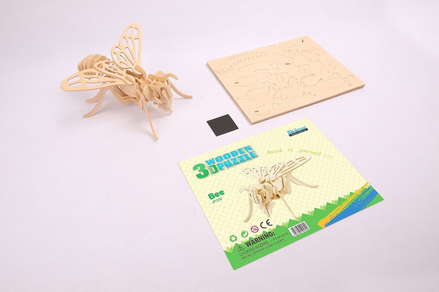 BEE 3D Wooden Puzzle DIY Build It Three Dimensional Wood Craft Fun ...
