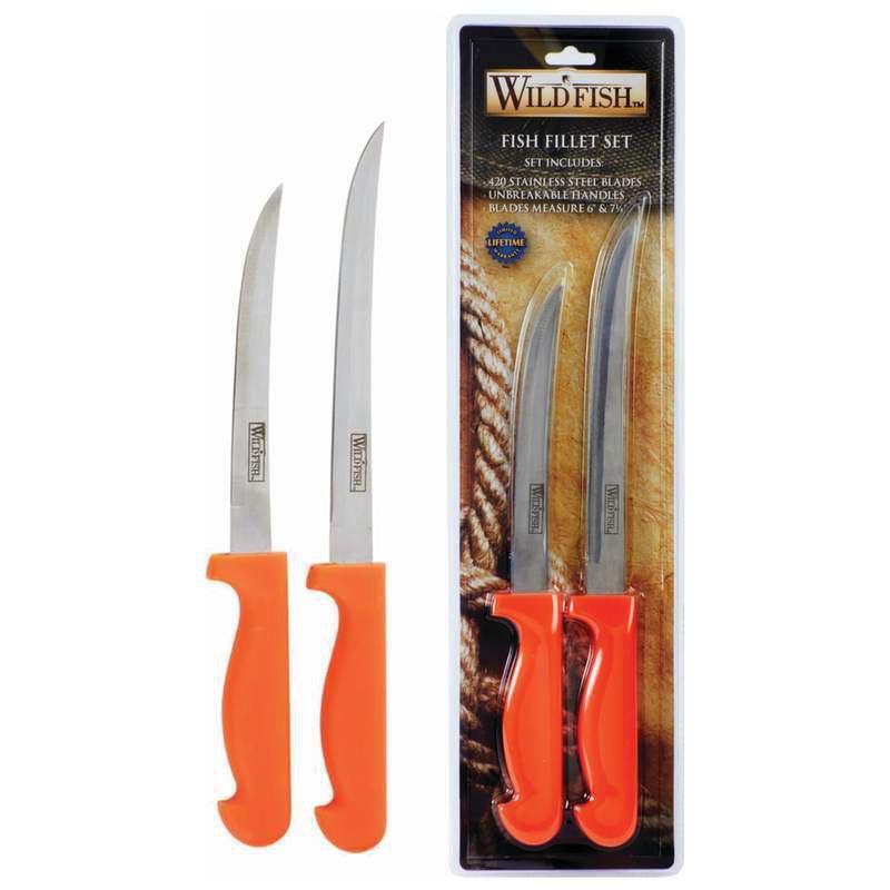 2 PC Wild Fish Fillet Knife Set Kitchen Stainless Steel Blades 2 Knives ...