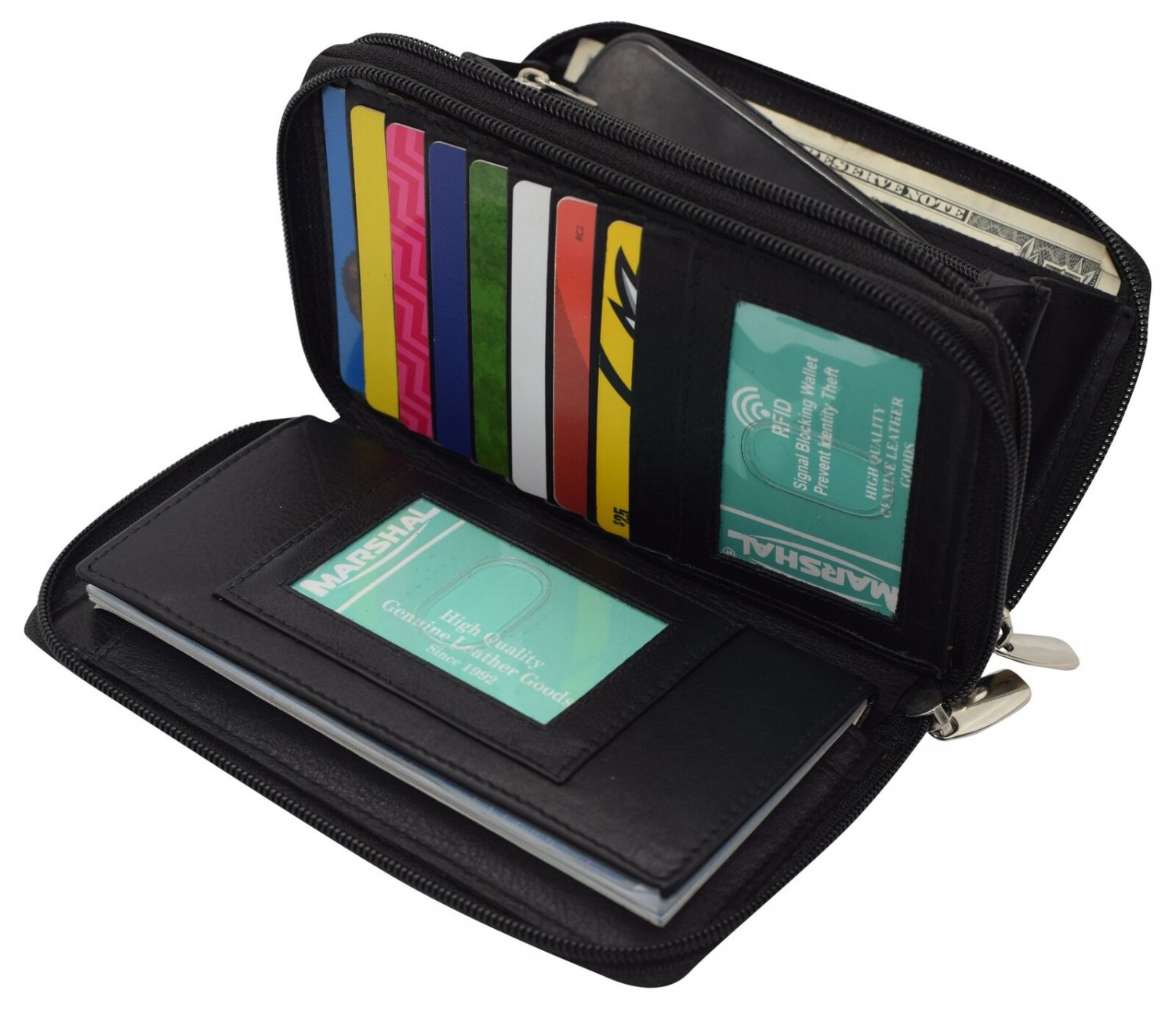 Military Grade RFID Blocking Security Double Zip-Around Indexer Phone ...