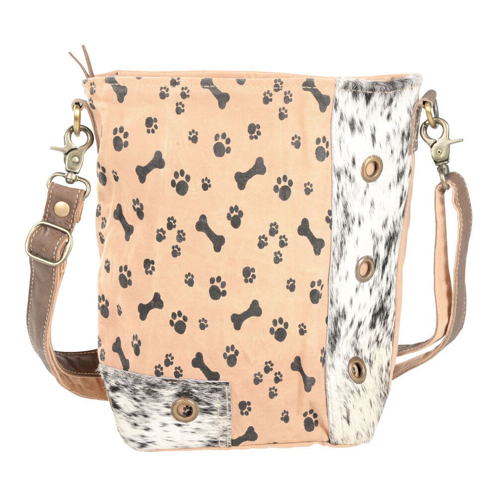 Dog Bone Paw Print Crossbody Bag Repurposed Canvas Purse Tote Shoulder ...