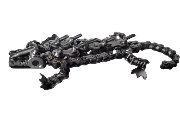 Scrap Metal Lizard Sculpture Steel Nuts Bolts Chain Welded Art Recycled ...