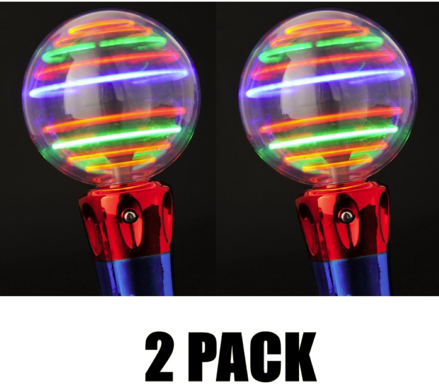 2 Pack Light Up Spinning Ball Flashing LED Magic Wand Show Spin Light ...