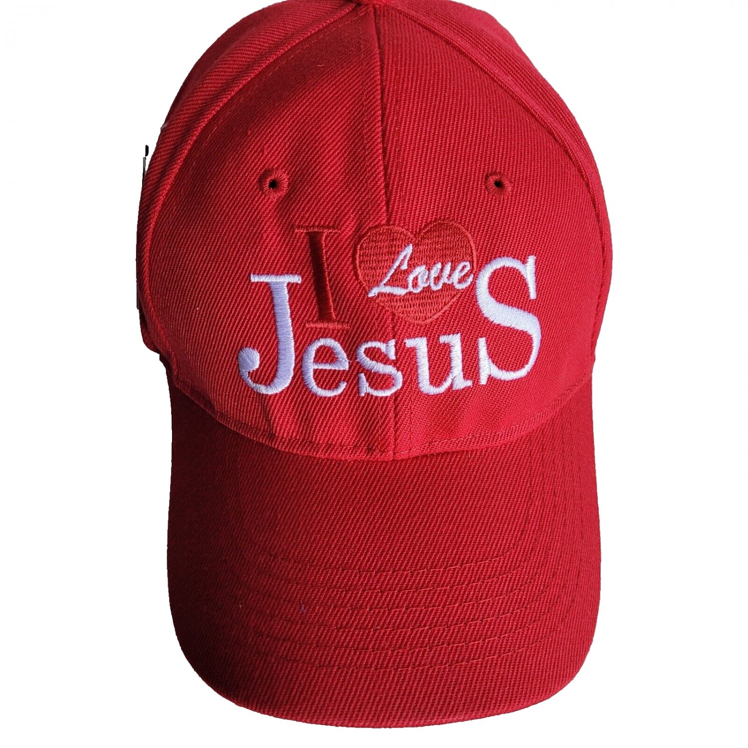 I Love Jesus Hat Cap Red Embroidered Adjustable One Size Baseball Christ