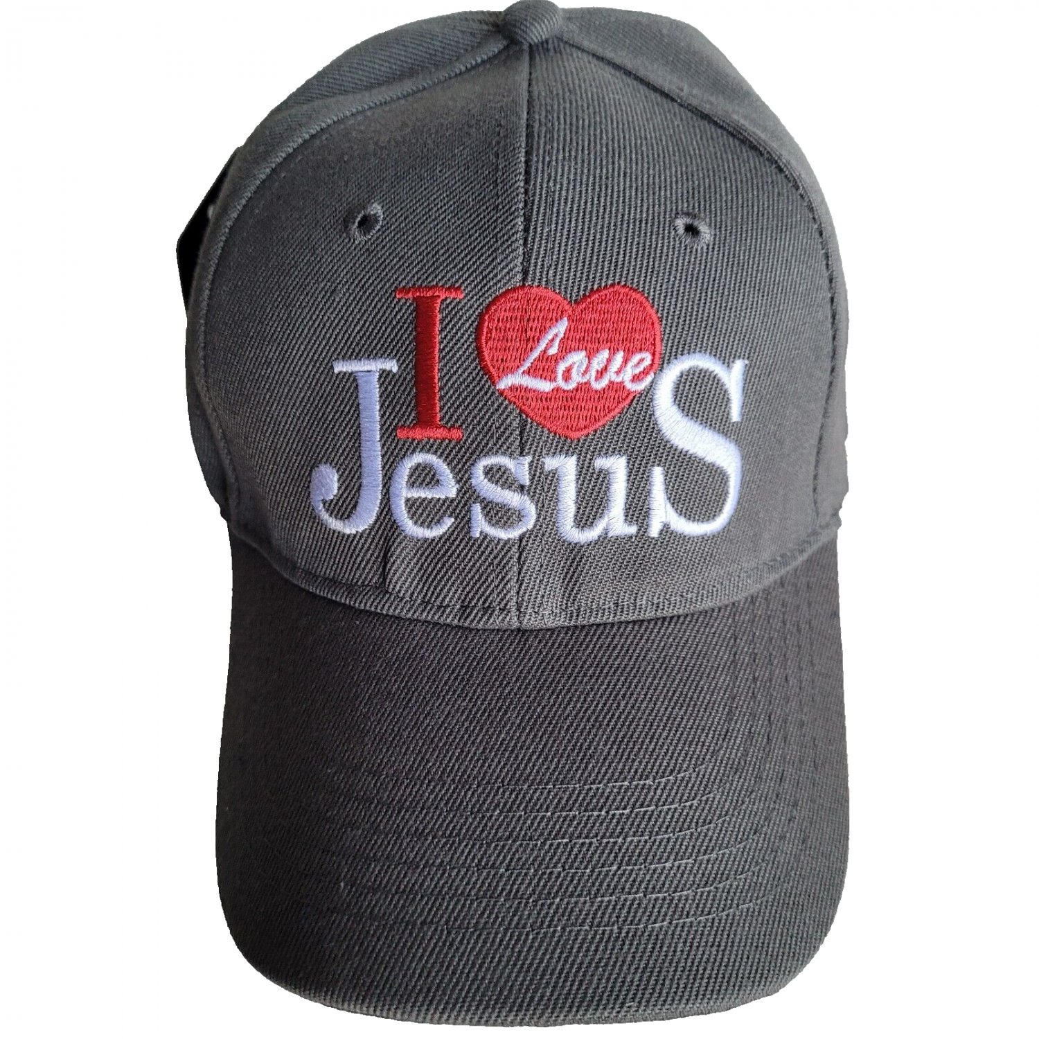I Love Jesus Hat Cap Dark Gray Embroidered Adjustable One Size Baseball ...